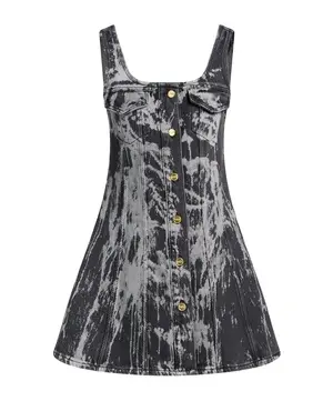 GANNI Denim Flared Dress - Black