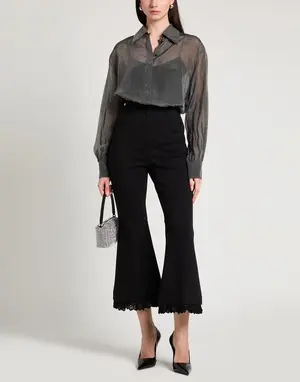 Sportmax Minimalist Flared Pants With Lace Trim