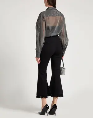 Sportmax Minimalist Flared Pants With Lace Trim