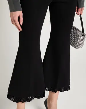 Sportmax Minimalist Flared Pants With Lace Trim