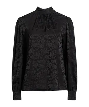 Saint Laurent Floral Jacquard Mock Neck Long Sleeve Top