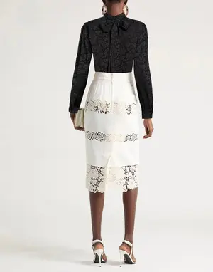 Saint Laurent Floral Jacquard Mock Neck Long Sleeve Top
