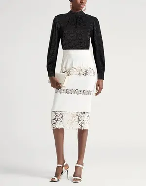 Saint Laurent Floral Jacquard Mock Neck Long Sleeve Top
