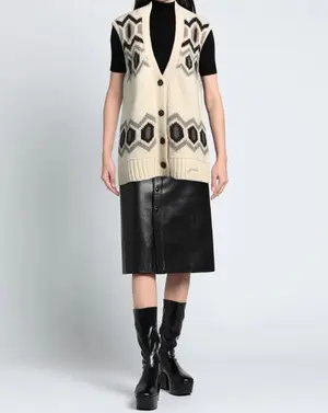 GANNI Embroidered Logo Heavy-weight Knit Sleeveless Cardigan