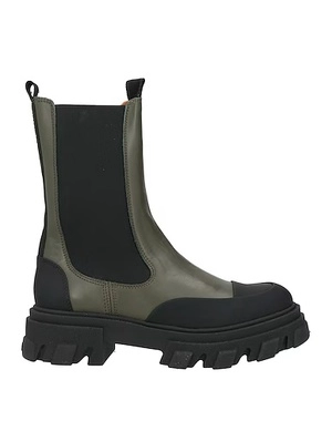 GANNI Leather Chelsea Boots With Lug Sole - Black