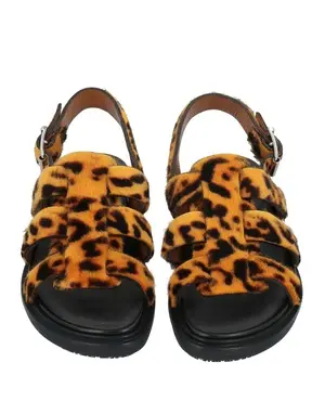 Marni Leopard Print Calf Hair Casual Sandals
