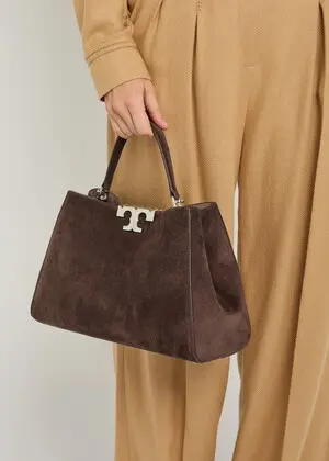 Tory Burch Eleanor T-logo Suede Top Handle Bag