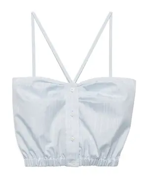 Prada Cotton Sleeveless Cropped Top With Button Closure