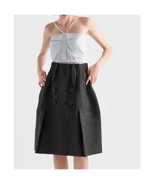 Prada Cotton Sleeveless Cropped Top With Button Closure