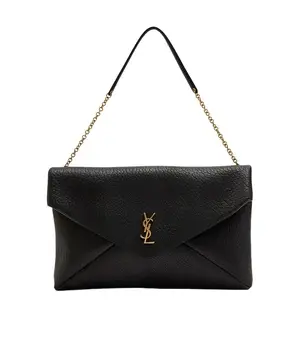 Saint Laurent Envelope Grained Leather Pouch - Black