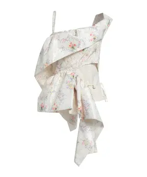 Sportmax Floral-print Ruched Sleeveless Satin Top