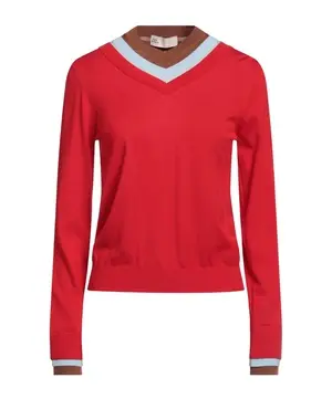 Tory Burch Multicolor Lightweight Wool Knit Sweater - Red