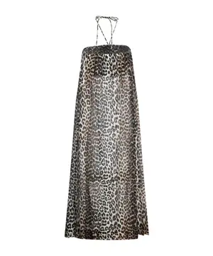 GANNI Leopard Print Sleeveless Maxi Dress
