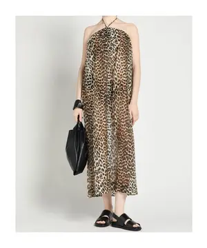 GANNI Leopard Print Sleeveless Maxi Dress
