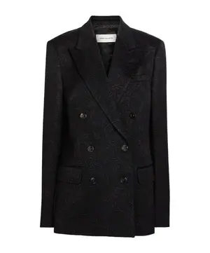 Dries Van Noten Floral Jacquard Double-breasted Blazer - Black