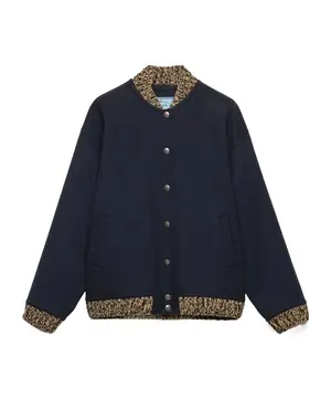 Prada Double Cashmere And Wool Bomber Jacket - Navy