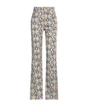 GANNI Snakeskin-print Flared Denim Trousers