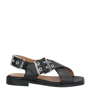 GANNI Decorative Square Toe Single Strap Sandals With Buckle Fastening