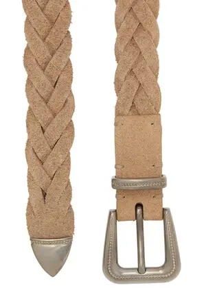 Brunello Cucinelli Braided Suede Belt - Nude