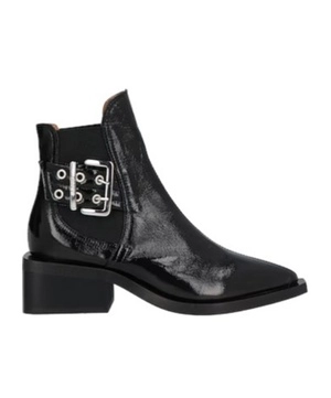 GANNI Chelsea Boots With Patent Effect And Buckle Detail