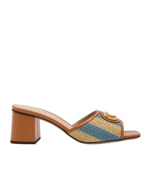Valentino Garavani Leather Mules With Vlogo Plaque - Brown