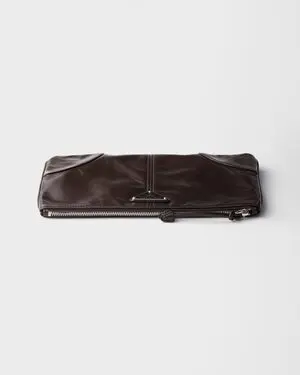Prada Zipper Clutch - Dark Brown