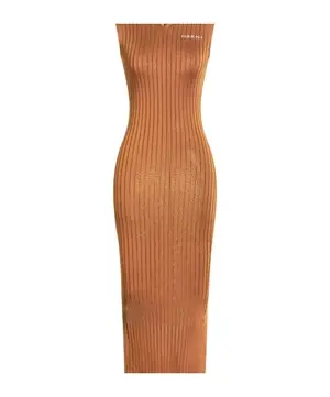 Marni Knitted Sleeveless V-neck Dress - Brown