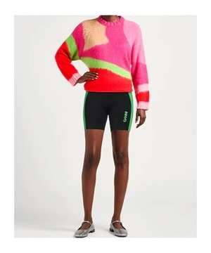 GANNI Two-tone Logo High-waisted Athletic Shorts
