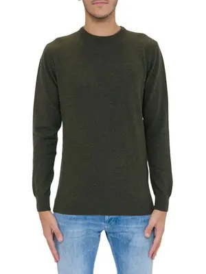 Barbour Logo Embroidered Crewneck Knitted Jumper - Green