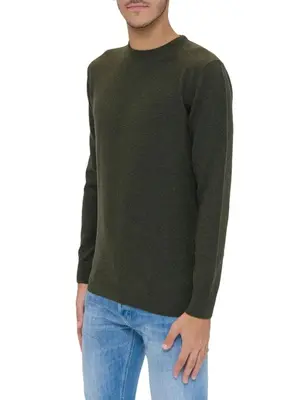 Barbour Logo Embroidered Crewneck Knitted Jumper - Green
