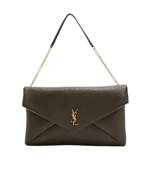 Saint Laurent Envelope Grained Leather Pouch - Black