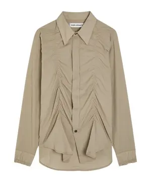 Our Legacy Checked Gathered Cotton Shirt - Nude