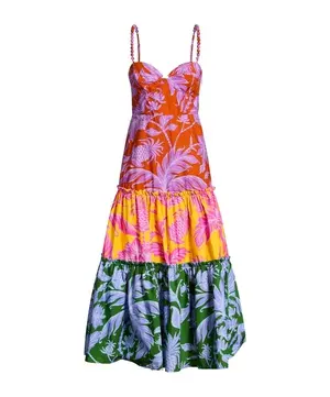 Farm Rio Floral Print Tiered Maxi Dress