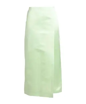 Tory Burch Solid Color Satin Wrap Skirt - Green