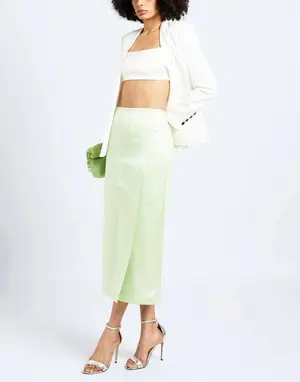 Tory Burch Solid Color Satin Wrap Skirt