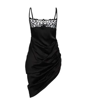 Jacquemus Asymmetrical Ruched Mini Dress - Black