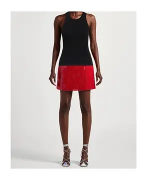 GANNI Ribbed Knit Sleeveless Crewneck Top