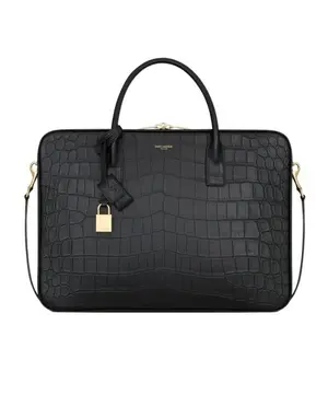 Saint Laurent Sac De Jour Large Slim Bauletto Bag In Alligator - Black