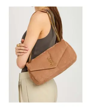 Saint Laurent Calypso Small Padded Suede Shoulder Bag