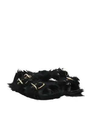 Marni Buckled Fur-trimmed Slingback Sandals