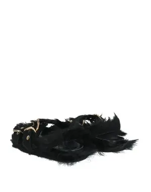 Marni Buckled Fur-trimmed Slingback Sandals