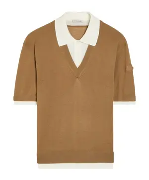 Moncler Layered Wool Polo Top - Brown