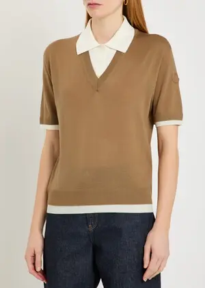 Moncler Layered Wool Polo Top