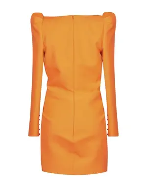 Saint Laurent Long Sleeve Deep V-neck Draped Dress