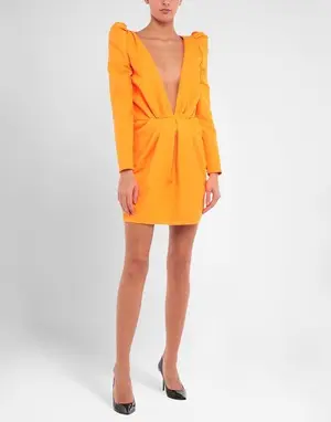 Saint Laurent Long Sleeve Deep V-neck Draped Dress