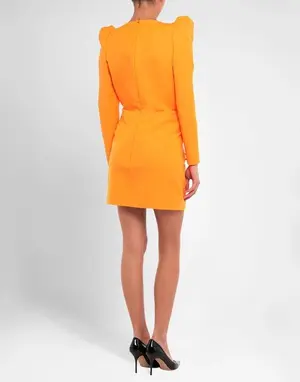 Saint Laurent Long Sleeve Deep V-neck Draped Dress