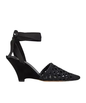 Jacquemus Les Espadrilles 80 Macramé Wedge Sandals - Black