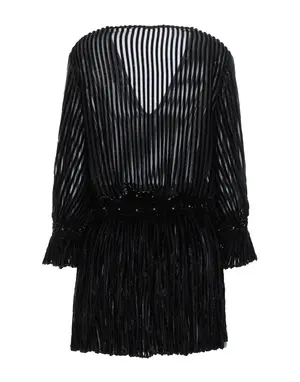 Saint Laurent Striped Satin Long Sleeve Dress