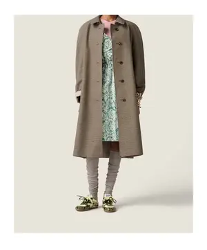 Miu Miu Reversible Single-breasted Twill And Houndstooth Check Trench Coat
