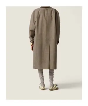 Miu Miu Reversible Single-breasted Twill And Houndstooth Check Trench Coat